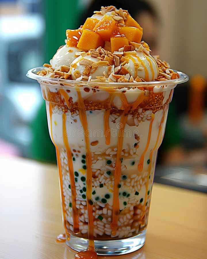 Coco Mango Delight Fresh Mango, Coconut Jelly, Tapioca Pearls, Crispy ...