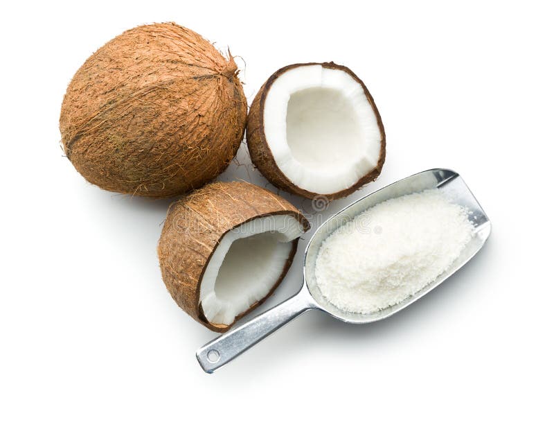 Coco Raspado, Inteiro E Partido Ao Meio Imagem de Stock - Imagem de ...