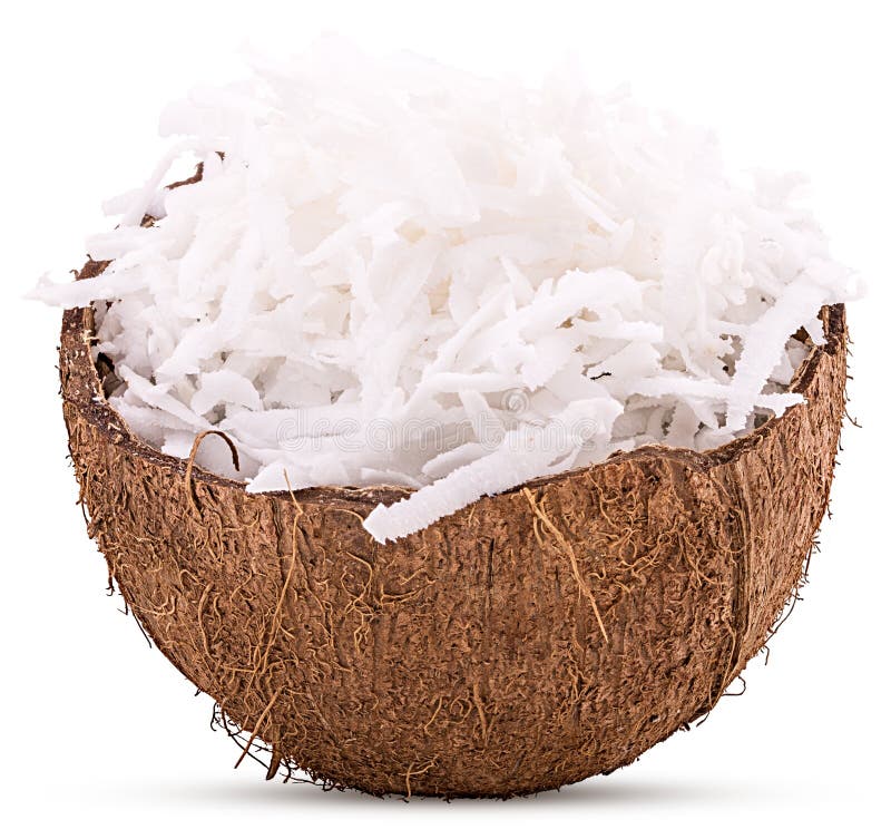 Coco Recentemente Raspado No Shell Isolado No Fundo Branco Foto de ...