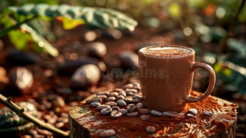 Cocoa Bean Coffee in the Plantation Stock Illustration - Illustration ...