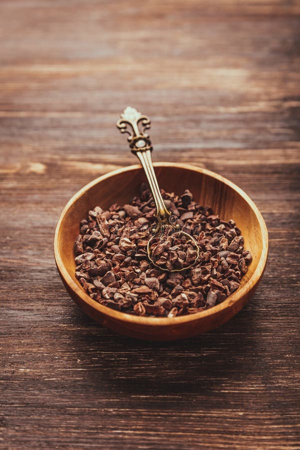 Cocoa Bean Nibs in Small Bowl - Baking Ingredients Stock Photo - Image ...