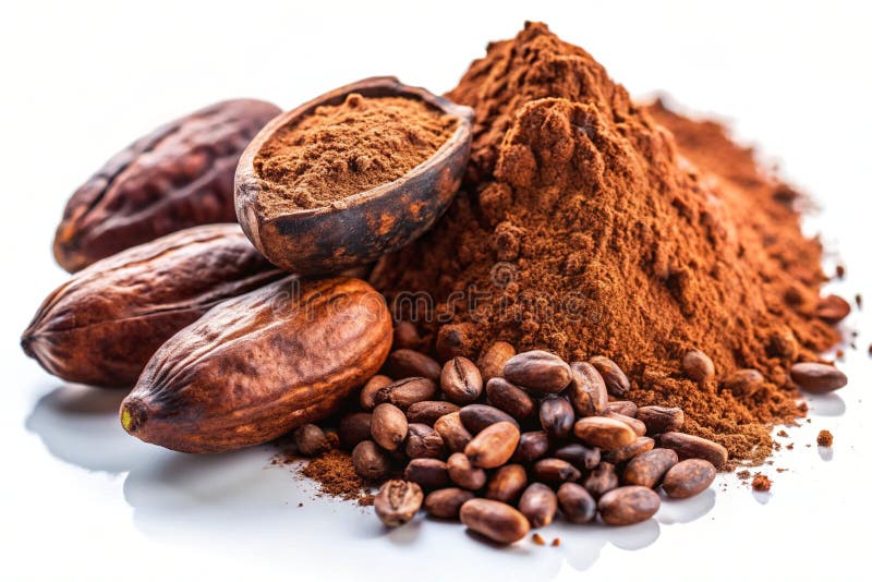 Cocoa Bean and Powder, Macro Stock Illustration - Illustration of ...