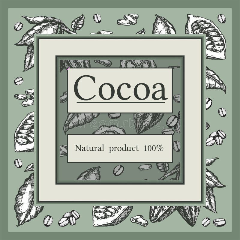 Cocoa Bean Tree Design Template. Engraved Style Illustration. Chocolate ...