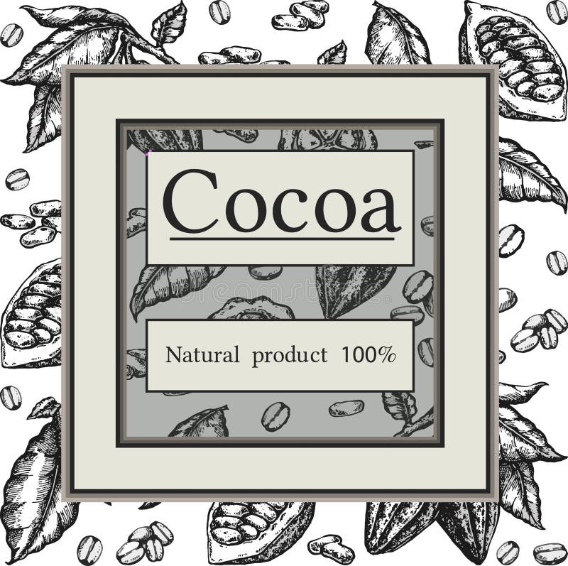 Cocoa Bean Tree Design Template. Engraved Style Illustration. Chocolate ...