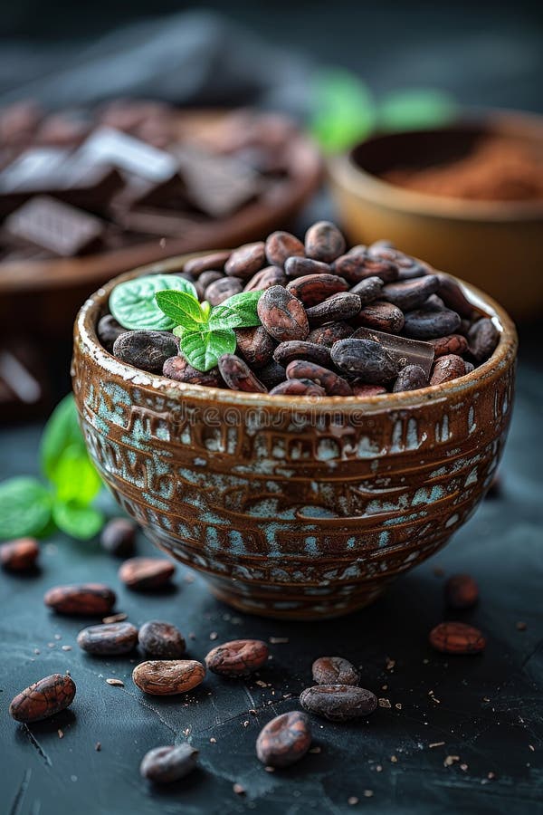 Cocoa Beans in Bowl. Roasted Cocoa Beans in Bowl Stock Photo - Image of ...