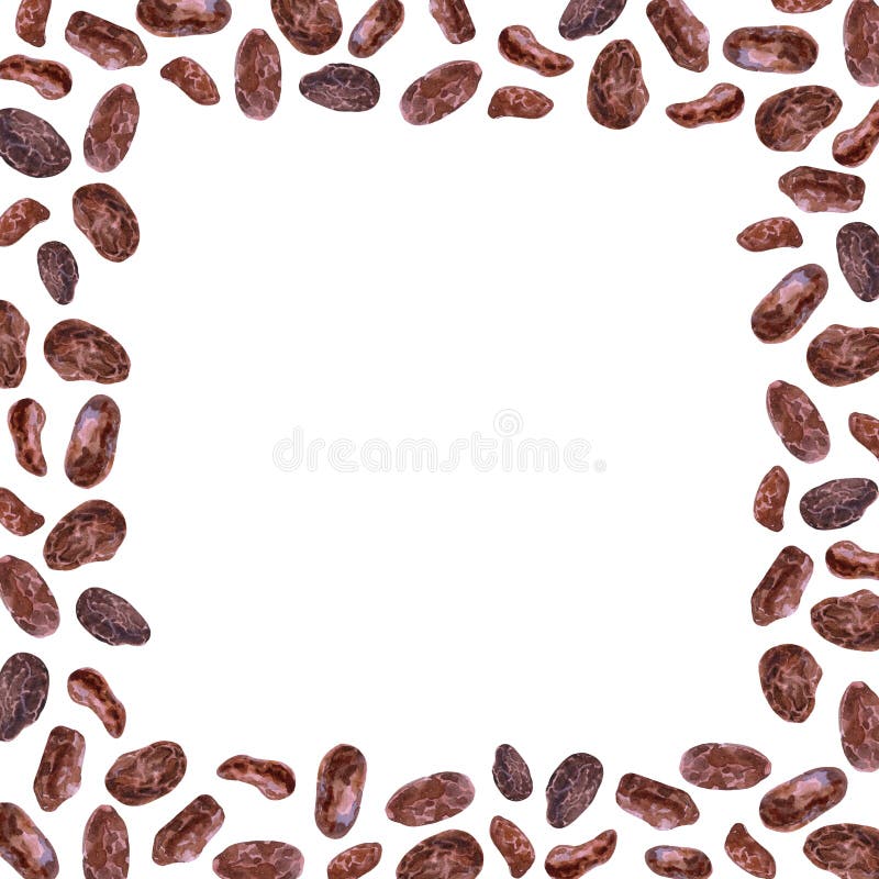 Cocoa Beans Card. Watercolor Illustration for Invitation, Menu Stock ...