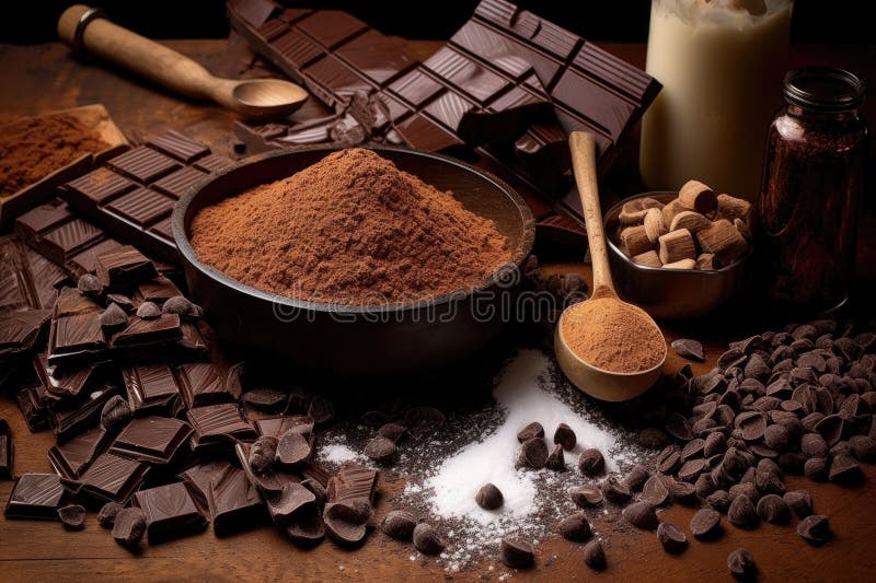 Cocoa Beans and Chocolate Pieces before Tempering Process Stock Image ...