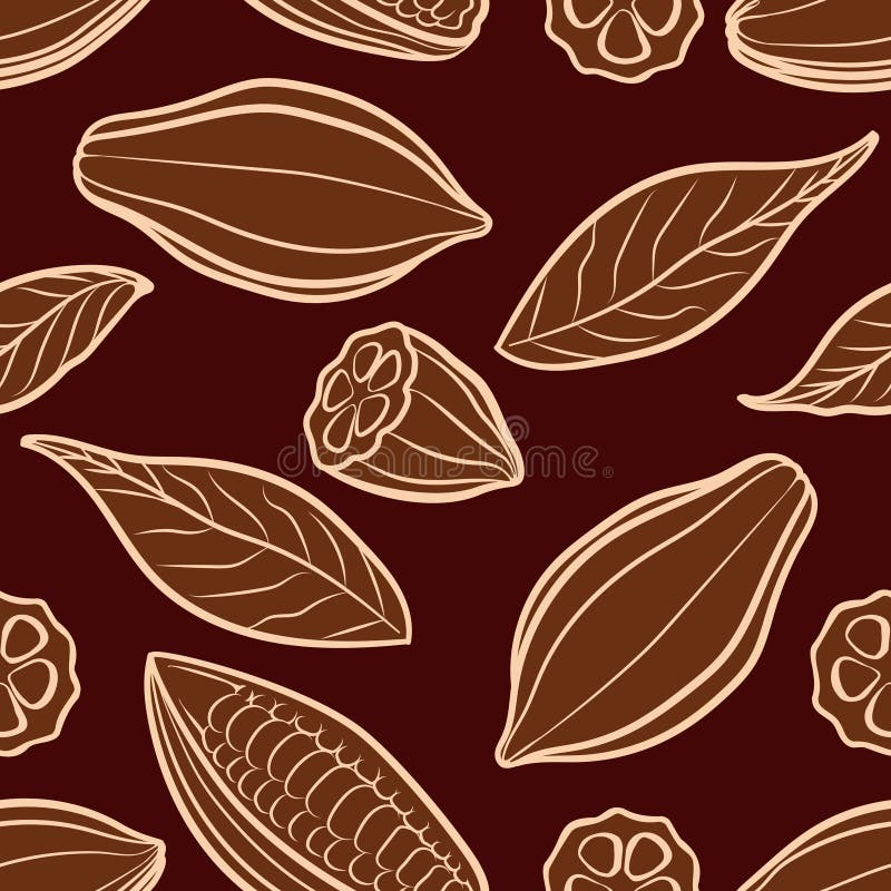 Cocoa Beans Engraved Seamless Pattern Stock Vector - Illustration of ...