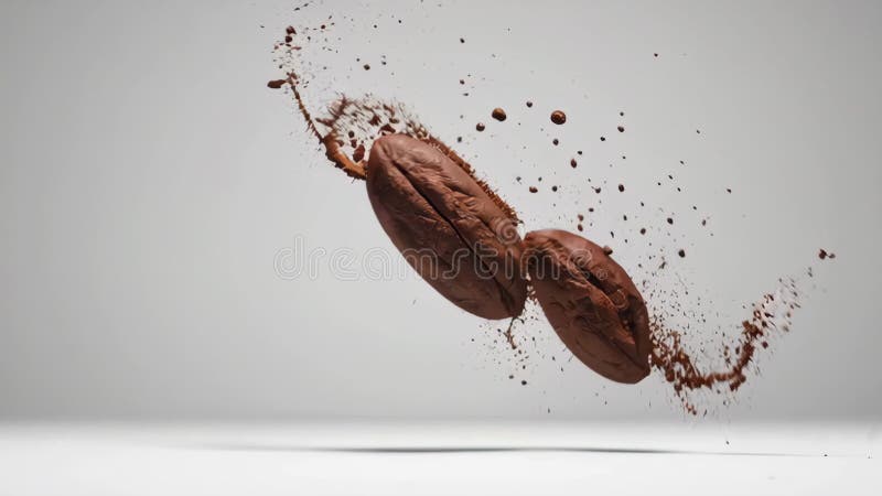 Cocoa Beans Exploding with Cocoa Powder on White Background Stock Video - Video of ingredient ...