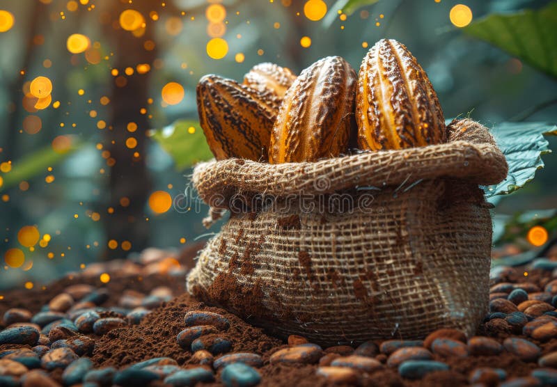 Cocoa Beans and Cocoa Fruits Fresh Cocoa Pod Cut Exposing Cocoa Seeds ...