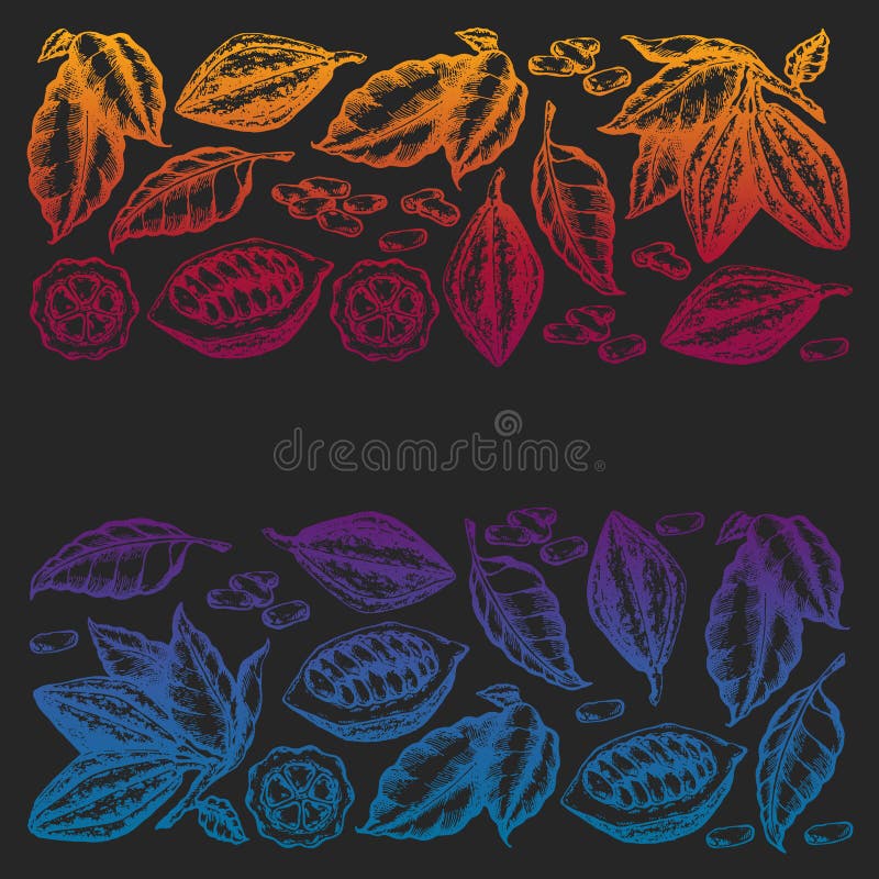 Cocoa Beans Pattern Gradient Illustration. Engraved Style Illustration ...