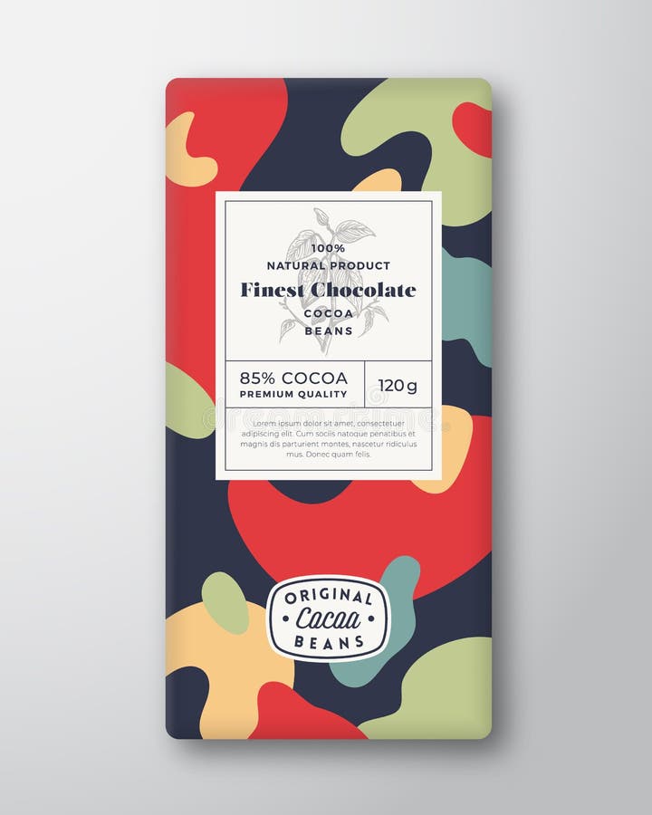 Cocoa Chocolate Label Abstract Shapes Vector Packaging Design Layout ...