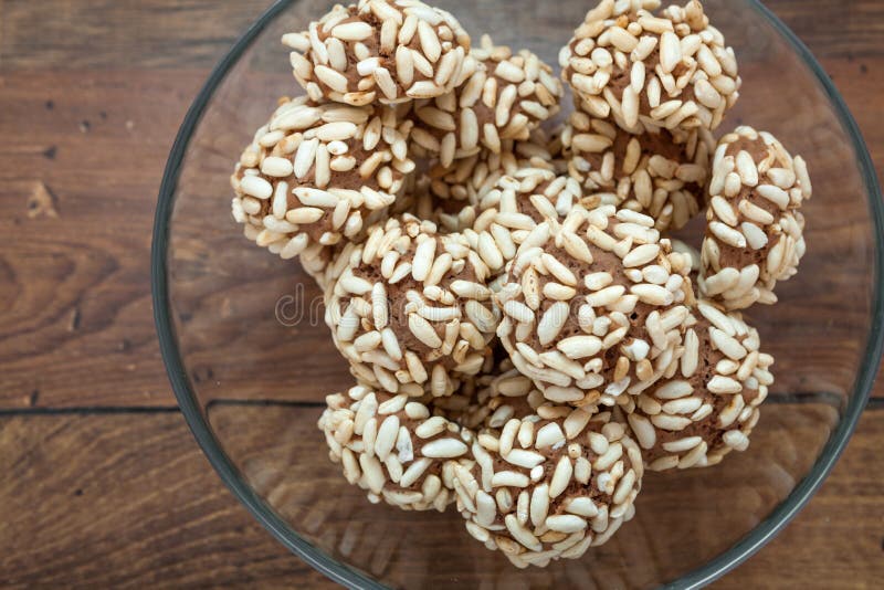 Cocoa Cookie with Puffed Rice Stock Image - Image of confectionery ...