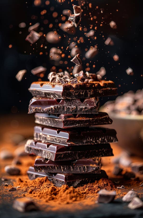 Cocoa-dusted Dark Chocolate Stock Image - Image of presentation ...