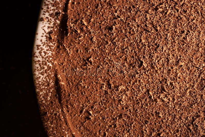Dusting Tiramisu-like Cake with Cocoa Powder. Still Life with Slice of ...