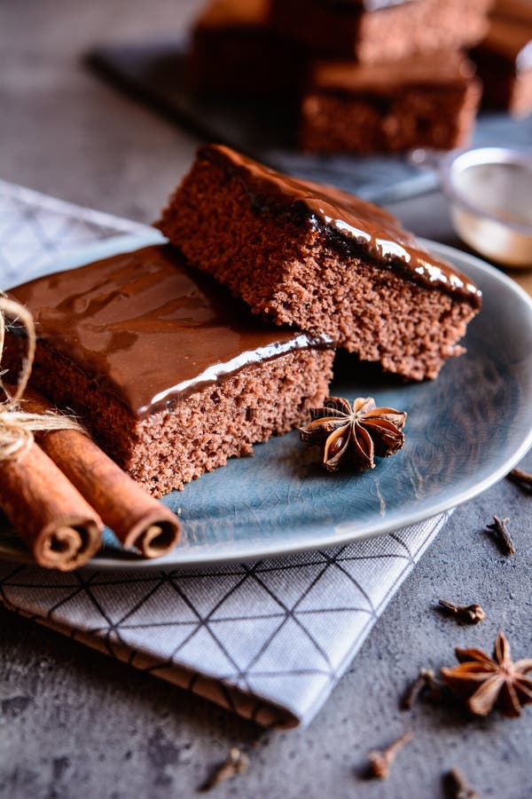 Cocoa Gingerbread with Chocolate Stock Image - Image of cocoa, biscuit ...