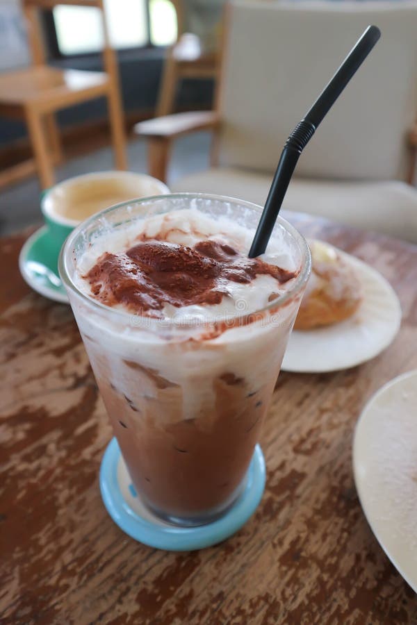 Cocoa or Iced Chocolate, Iced Cocoa and Bakery Stock Image - Image of ...