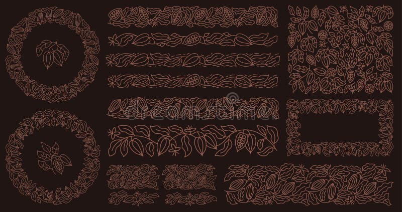 Cocoa Ornament Kit. Chocolate Pack Design Element Set. Beans and ...