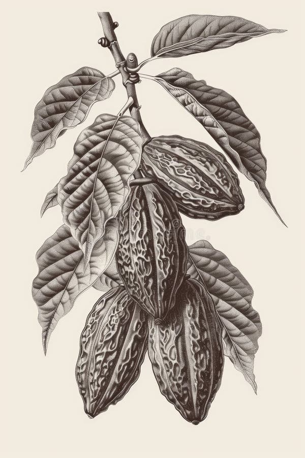 Cocoa Pod Drawing stock photo. Image of bean, drawing - 375107918
