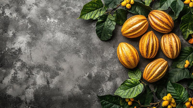 Cocoa Pods, Dark Background, Leaves Stock Illustration - Illustration ...