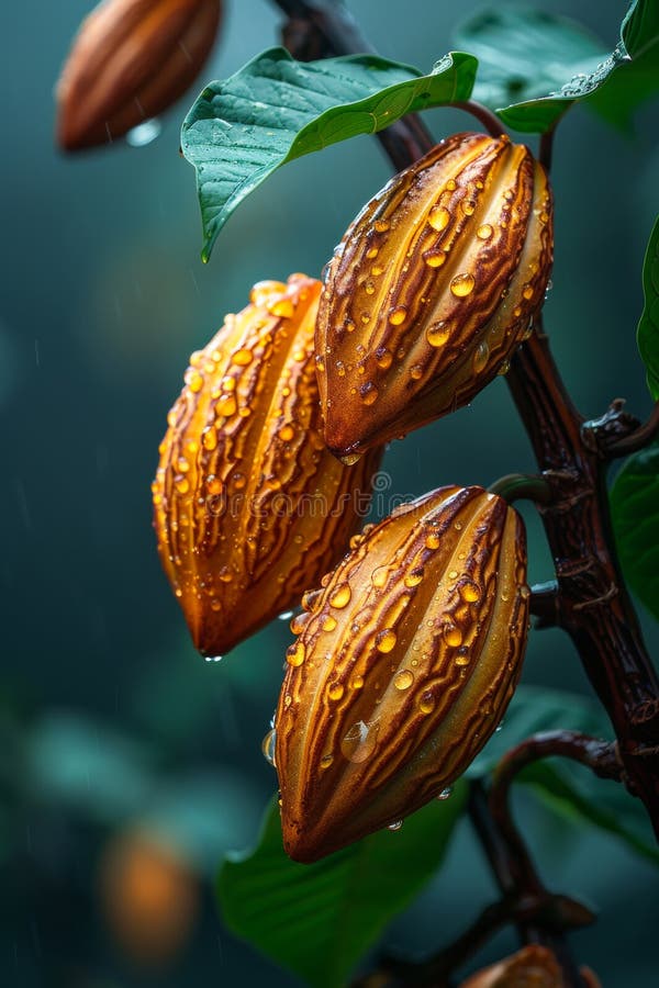 Cocoa Pods on Tree. Cocoa Beans Hanging on Tree Stock Image - Image of ...