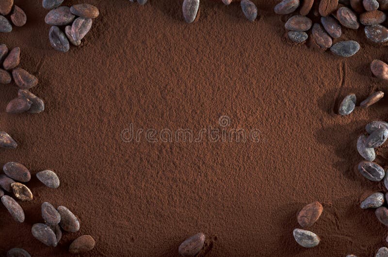 Cocoa Powder and Cocoa Beans Background Copy Space Stock Image - Image ...