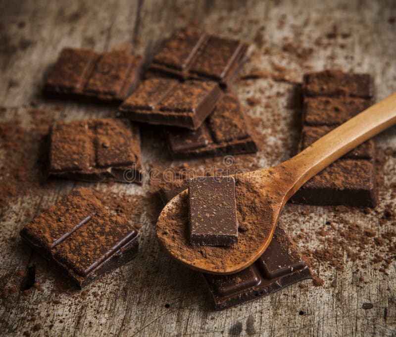 Cocoa Powder and Dark Chocolate Stock Image - Image of cocoa, healthy ...