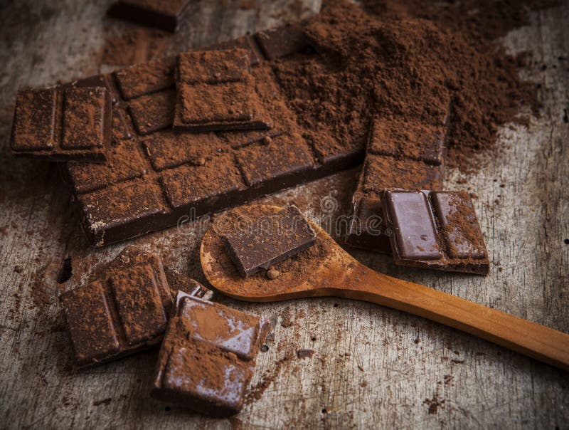 Cocoa Powder and Dark Chocolate Stock Photo - Image of cocoa, food ...