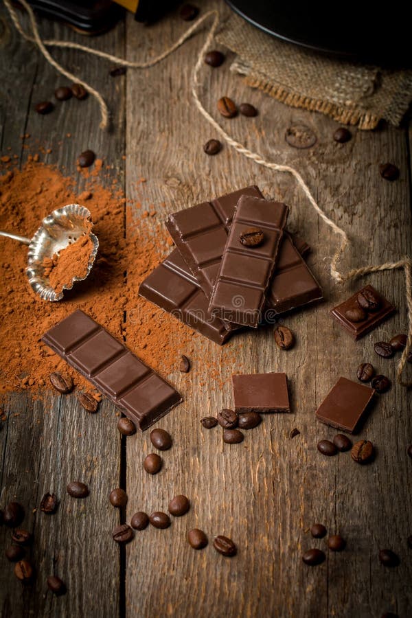 Cocoa Powder and Dark Chocolate Stock Photo - Image of cocoa, spice ...
