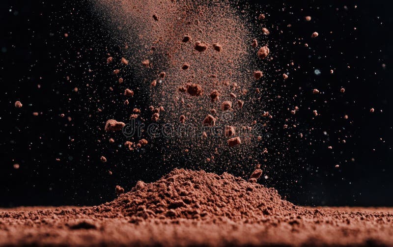 Cocoa Powder Explosion Against Black Background Stock Illustration ...