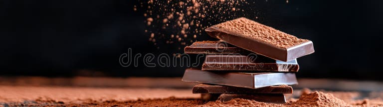 With a Cocoa Powder Explosion in the Background, a Stack of Chocolate ...