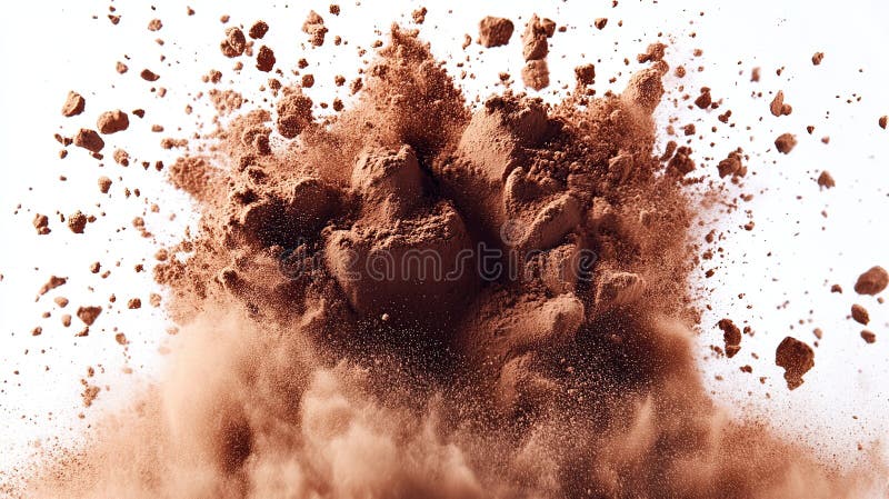 Cocoa Powder Explosion, Brown Dust Cloud Burst Against White Background ...
