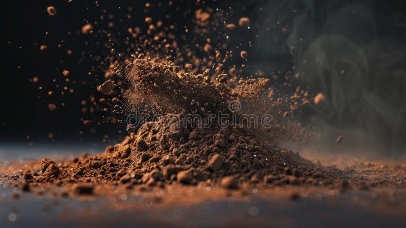 Cocoa Powder Explosion in Dark Setting Stock Photo - Image of dust ...