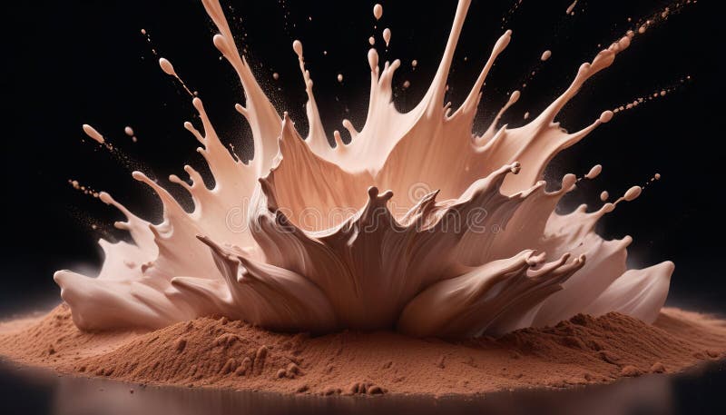 Cocoa Powder Mixed with Few of Dry Milk Explosion on Black Background ...