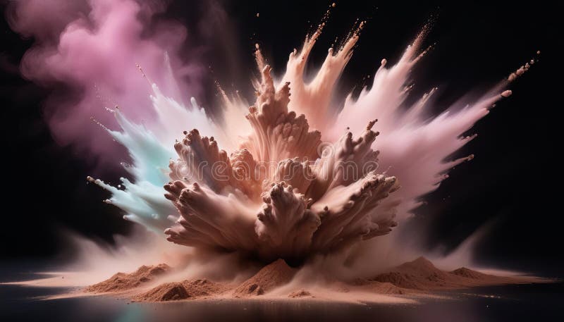 Cocoa Powder Mixed with Few of Dry Milk Explosion on Black Background ...