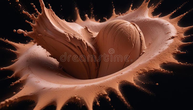 Cocoa Powder Mixed with Few of Dry Milk Explosion on Black Background ...