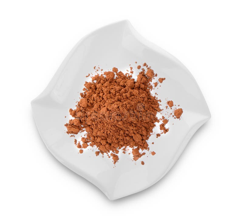 Cocoa Powder in Modern Ceramic Plate on White Background Stock Photo ...