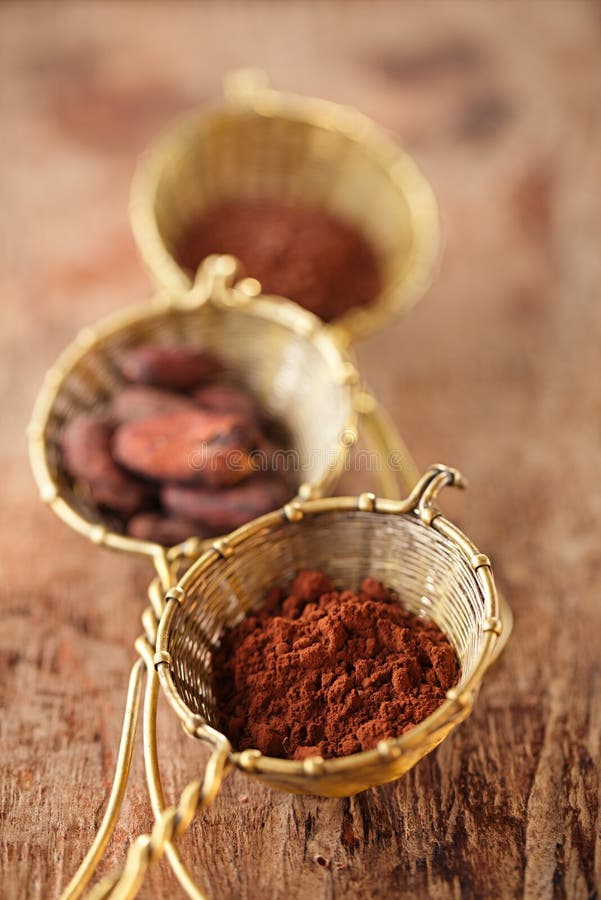Cocoa Powder in Old Rustic Style Silver Sieves Stock Photo - Image of ...
