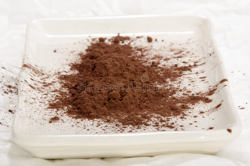 Cocoa powder on a plate stock photo. Image of food, ingredient - 35917326