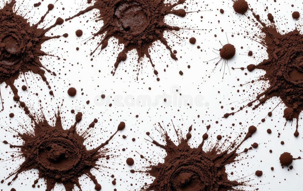 Cocoa Powder Splatter on White Background Creates Unique Texture Design ...