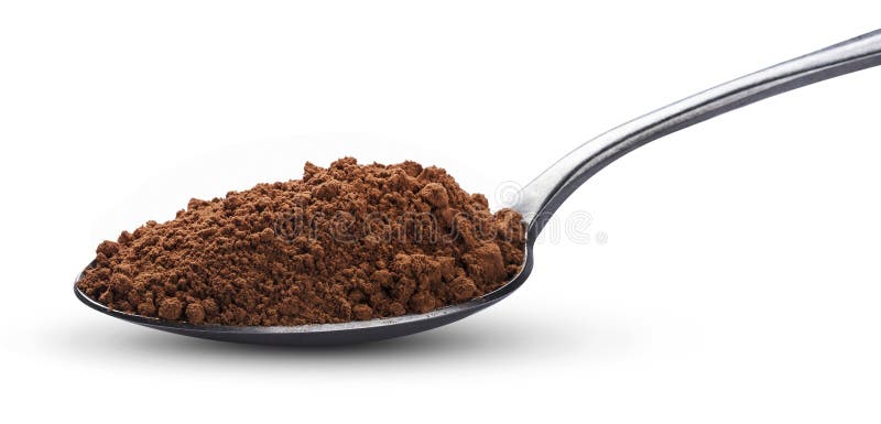 Cocoa Powder in Spoon on White Background. Top View Stock Photo - Image ...