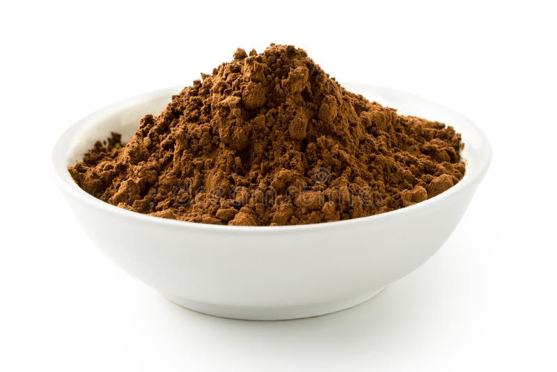 Bowl Of Cocoa Powder Isolated On White Stock Image - Image of drinking ...