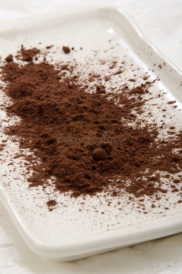 Cocoa Powder on a White Plate Stock Image - Image of pile, food: 35647627