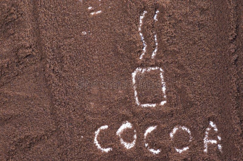 Cocoa Powder with Words and Mug Drawing Stock Image - Image of design ...