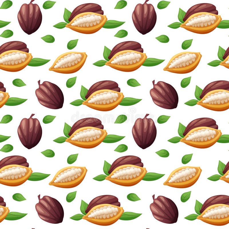 Cocoa Seamless Pattern. Choco Beans, Bio Sweet Raw Background Stock ...