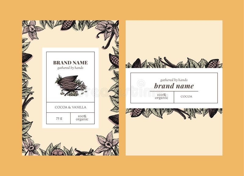 Cocoa and Vanilla Packaging Templates Design in Color Stock Vector ...