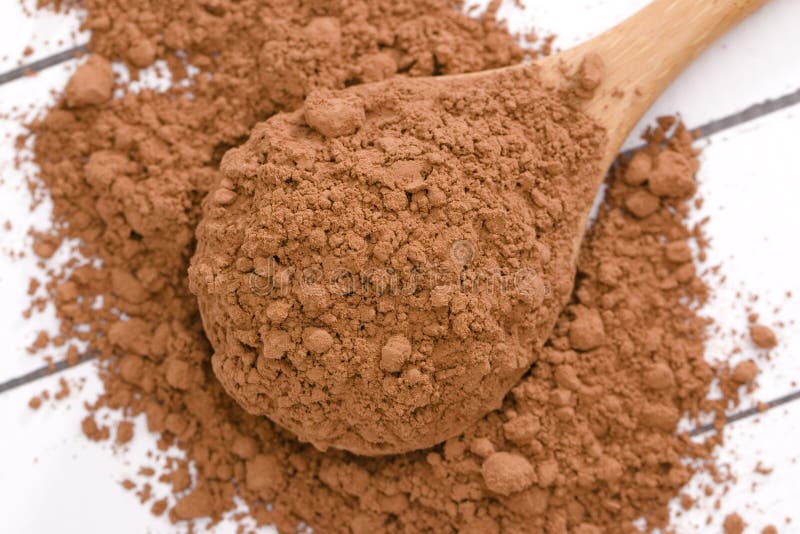 Cocoa stock image. Image of powder, spoon, light, dessert - 95179887