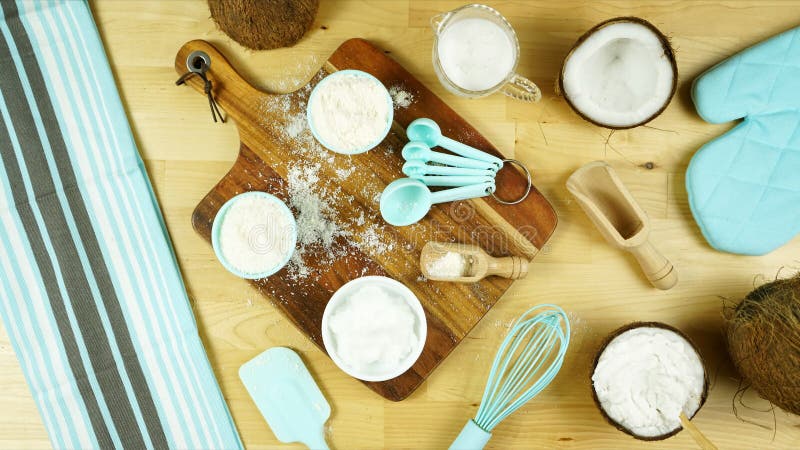 Coconut Baking Theme Flat Lay Creative Layout Overhead with Coconut ...