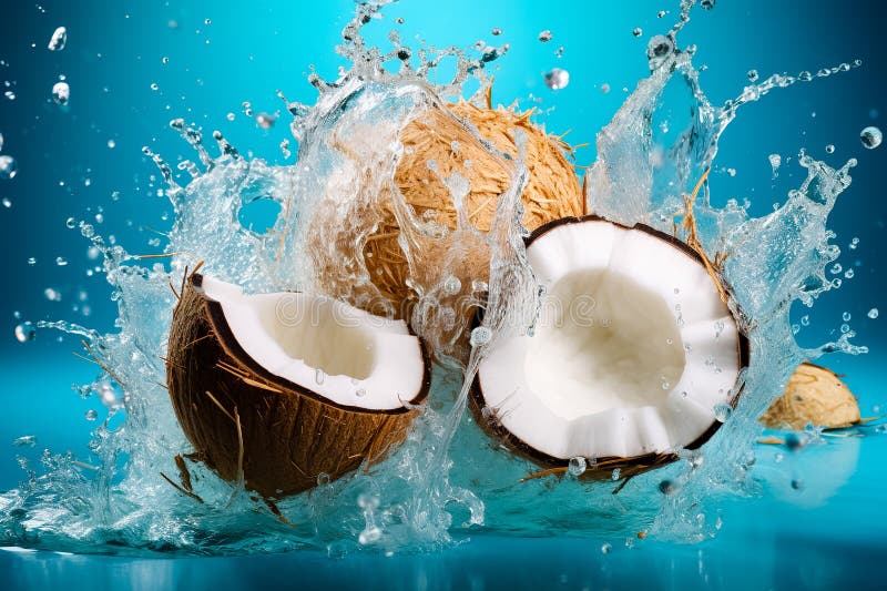 A Coconut is Being Smashed with the Coconut Milk Splashes. Stock ...