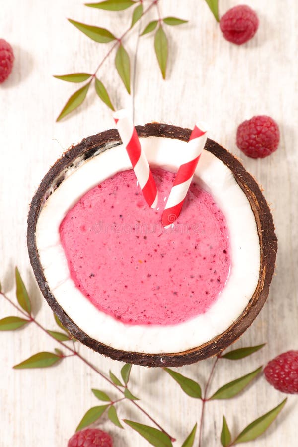 Coconut with berry juice stock image. Image of smoothie - 167952835